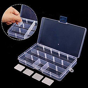 SGHUO Jewelry Organizer Box, 6 Pack 15-Grid Storage Boxes with Removable Dividers for Art and Crafts, 2 Colors