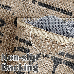 jinchan Runner Rug 2x8 Area Rug Recycled Boho Chic Jute Rug Indoor Outdoor Floor Cover Print Floral Rug Black Accent Rug for Living Room Bedroom Dining Room Patio Garden