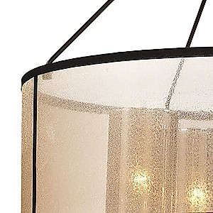 Elk Home Diffusion Modern 4-Light Chandelier-Oiled Bronze Metal, Beige Organza Fabric and Mercury Glass Shade, W24 X D24 X H25 Inch, Mid-Century Modern, Luxe Glam, LED and Dimmer Compatible