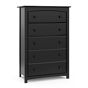 Storkcraft Kenton 5 Drawer Dresser (Black) – Dresser for Kids Bedroom, Nursery Dresser Organizer, Chest of Drawers for Bedroom with 5 Drawers, Universal Design for Children’s Bedroom