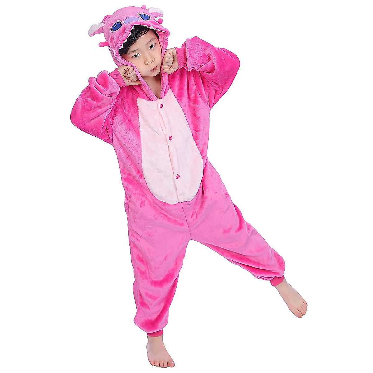 LeaveLive Kids Animal Onesies Halloween Cosplay Costume Pajamas(125#(55-59 inch), kidpinkY)