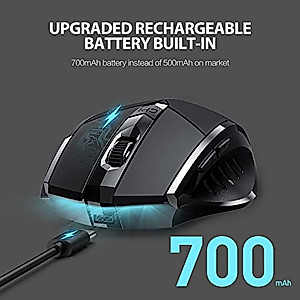 INPHIC Multi-Device Bluetooth Mouse Wireless, Rechargeable, USB Receiver, 6 Buttons, Ergonomic for Laptop, Computer, Mac, PC etc.