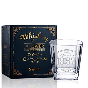 Onebttl 65th Birthday Gifts for Men, Made in 1957, Funny 65 Years Old Bday Gifts for Grandpa, Dad, Uncle, Husband from Grandchild, Son, Daughter, Whiskey Glass, Old Fashioned Glass, Rocks Glass