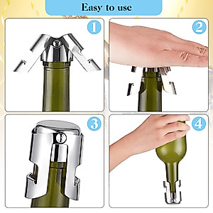 12 Pcs Stainless Steel Champagne Stopper Reusable Bottle Sealer Wine Corker Champagne Cork Stopper with a Built in Sealing Plug Compact Champagne Saver Plug for Cava Prosecco