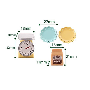 Miniature Dollhouse Kitchen Set 1:12 Decoration Waffle Maker Toaster Scale Stand Mixer Flour 10PCS Modern Mini House Furniture Accessories Kit Pretend Play (Yellow)