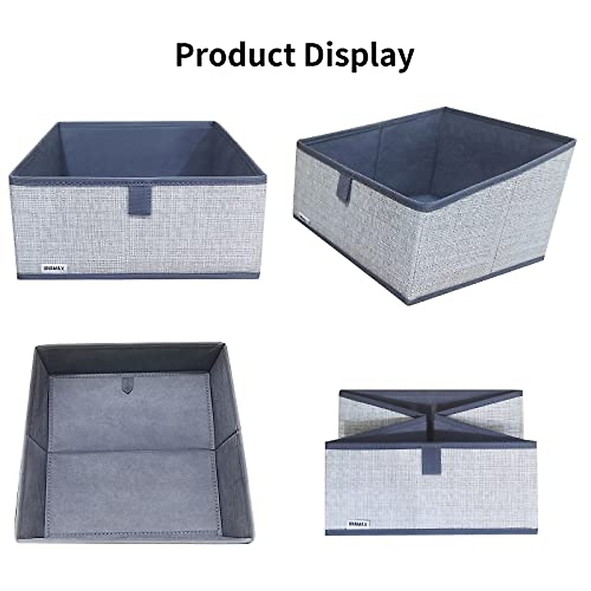 UNAMAX 3 Packs Closet Storage Bins - Trapezoid Large Storage Box - Foldable Fabric Baskets for Organizing Clothes - Baby Toiletry, Toys, Towel, DVD, Book (1# Dark Grey, 11.6 x 11.6 x 7.9 inches)