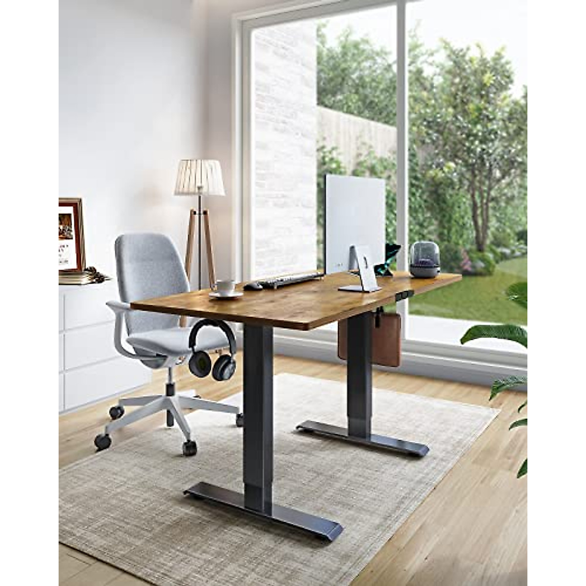 Marsail Standing Desk with Drawer, 48x24 Inch Adjustable Height Standing Desk, Electric Stand up Desk, Sit Stand Home Office Desk, Ergonomic Workstation for Home Office Computer Gaming Desk