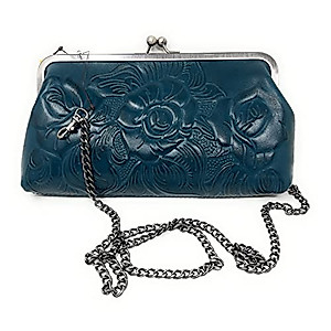 Patricia Nash Tooled Leather Potenaz Frame Clutch, Blue Coral