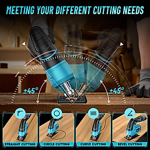 Seesii Cordless Jig Saw, 12V Jigsaw with 2 Lithium Batteries, Charger, and 10PCS Blades, ±45° Bevel Cuts, Variable Speed for Straight, Curve, and Bevel Cutting