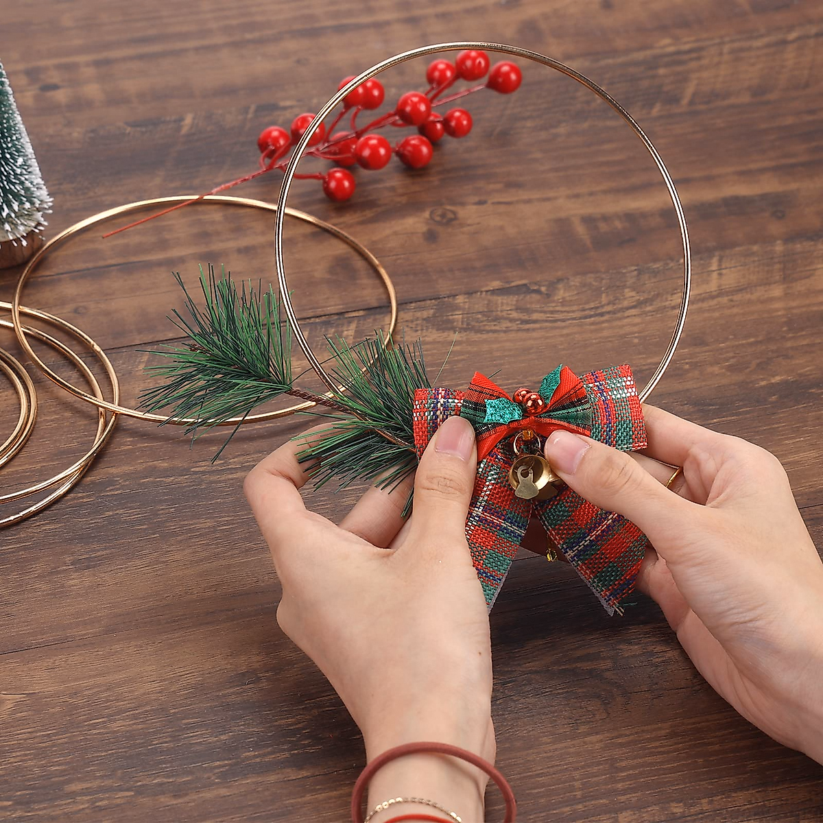 BigOtters Dream Catcher Rings, 10PCS Wreath Macrame Rings Gold Metal Floral Hoops for Making Wedding Wreath Decor Wall Hanging Crafts, 5 Sizes