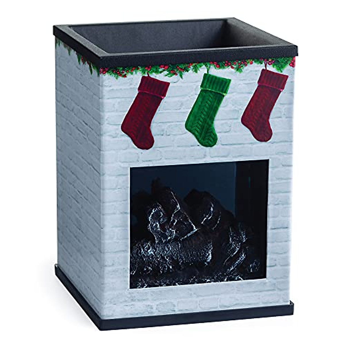 CANDLE WARMERS ETC. Fireplace Illumination Fragrance Warmer- Light-Up Warmer for Warming Scented Candle Wax Melts and Tarts to Freshen Room, White Brick Holiday