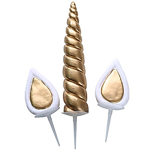 Yashell Topper, Reusable Gold Horn,Ears and Eyelashes Cake Value Set for Unicorn Party Decoration for Baby Shower，Weddin