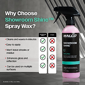 Malco Showroom Shine Spray Car Wax – Best Car Wax Spray for Professional Finish / Easy to Use Instant Detailer Spray / Cleans and Waxes Painted Surfaces, Metal and Glass / 1 Gallon (110401)
