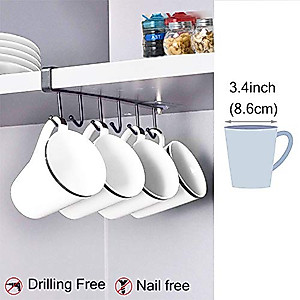 EigPluy 2pcs Mug Hooks Under Cabinet,Nail Free Adhesive Coffee Cups Holder Hanger for Cups/Kitchen Utensils/Ties Belts/Scarf (Black)