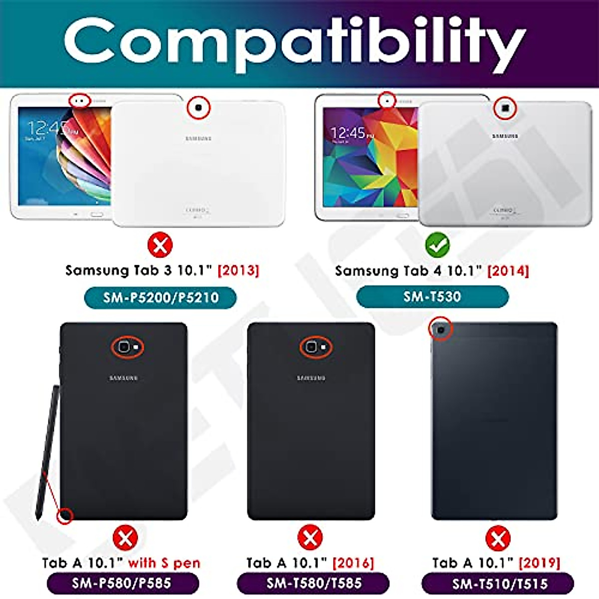 DETUOSI Rotating Case for Samsung Galaxy Tab 4 10.1" 2014 (SM-T530), 【Auto Sleep/Wake】 360 Degree Swivel Multi-Angle Stand Folio Leather Book Cover + Protective Hard Back Shell + Elastic Band Closure