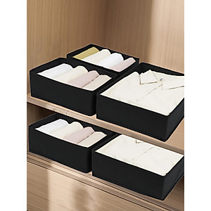 12 Pack Drawer Organizers for Clothing, Foldable Clothes Drawer Organizer for Underwear, Folded Clothes, Baby Clothing, Socks, Bra, Towels, Ties - Multi-pack Clothes Organizer Storage Box (Black)