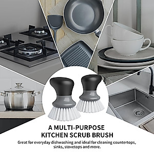 MR.SIGA Dish Scrub Brush, Palm Brush Dish Scrubber with Ergonomic Grip, Kitchen Brushes for Dishes, Gray, Pack of 2