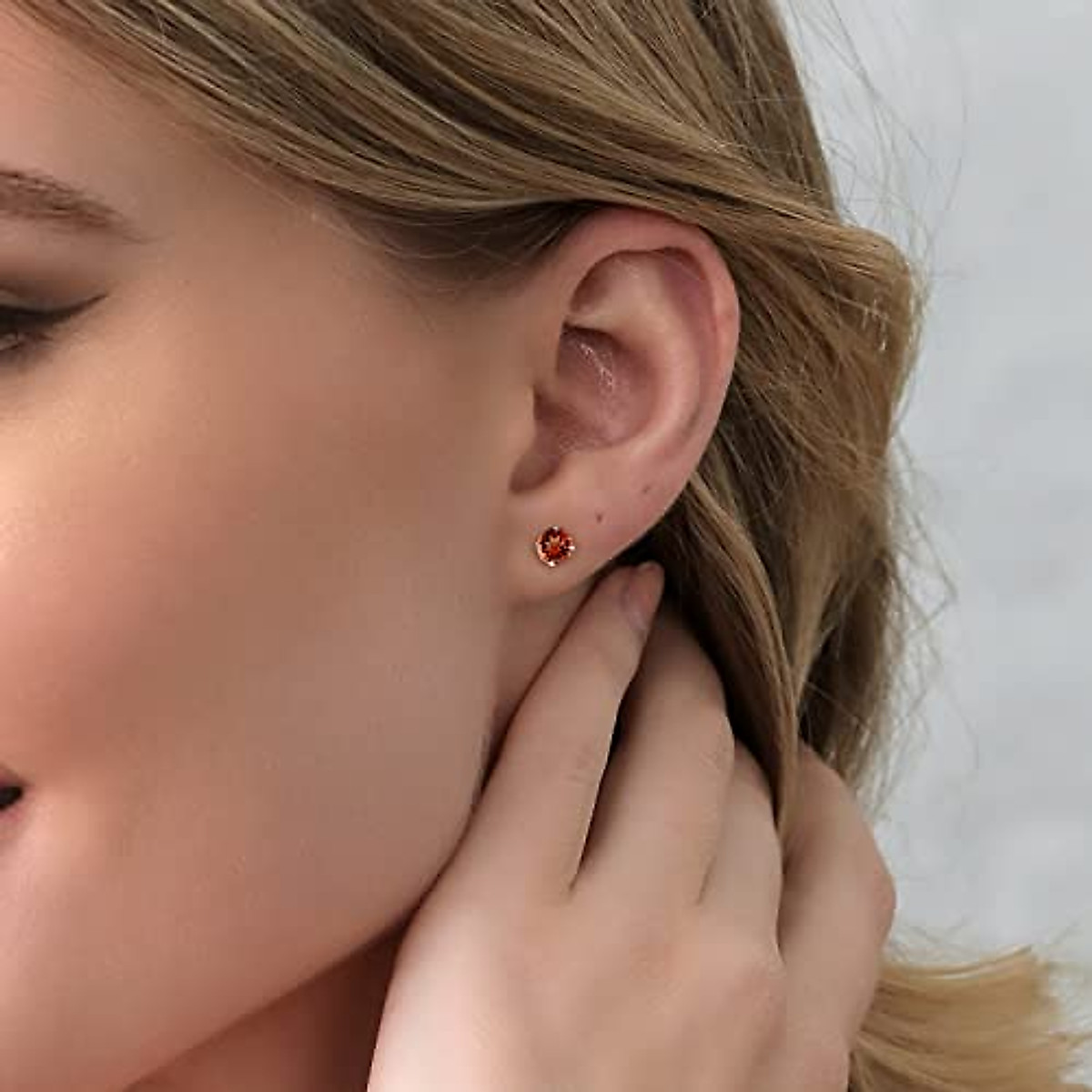 Gem Stone King 3.00 Cttw Round 7MM Red Garnet Earrings | 925 Sterling Silver | Gemstone Birthstone Stud Earrings For Women