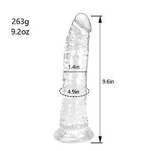 9.6 Inch Big Clear Realistic Dildo for Sex Women's, Body-Safe Material Lifelike Large Penis with Strong Suction Cup for Hands-Free Anal Play for Man Couple