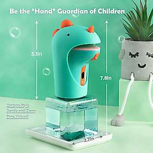 Seawah Automatic Soap Dispenser,Foaming Touchless Soap Dispenser for Kids,IPX6 Waterproof Cute Dinosaur Foam Smart Hand Soap Dispenser for Bathroom,Fun Gifts for Kids(8.7oz)