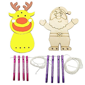 DEUXPER Make Your Own Christmas Ornaments Wind Chime Kit - Arts & Crafts Construct & Paint 4 Wind Powered Musical Chime DIY Gifts for Kids, Boys & Girls