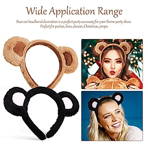FRCOLOR Fluffy Headband 2 Pcs Bear Ears Headbands Cartoon Fluffy Bear Costume Headbands Animal Hairbands Halloween Christmas Cosplay Headdress Props for Party Creative Plush Headband