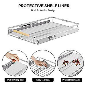 MIYUPTC Expandable Slide Out Cabinet Drawer, Pull Out Wire Basket Cabinet Organizer – Heavy Duty Anti Rust Slide Pull Out Drawers for Kitchen Cabinets, 12''-18.2''W x 16.9''D, 2 Pack