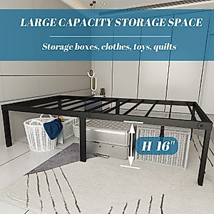 Chezisam Heavy Duty Twin Size Bed Frame 18 "High Metal Platform Bed Sturdy Steel Slat Mattress Base,with Bed Bottom Storage Space,No Box Spring Needed,Quick Installation,Non-Slip Noiseless