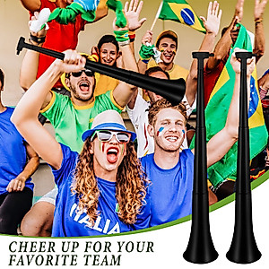 Outus 4 Pieces Collapsible Stadium Horn 24 Inch Vuvuzela Plastic Trumpet Horn Blow Horn Noisemakers for Sporting Events Graduation Games School Sports Party Supplies Favors Accessories (Black)