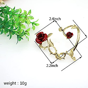 Retro Rose Flower Climbers Crawler Jacket Earrings Sparkly Metal Left Ear Cuff Wrap Clip Stud Earring for Women Fashion Jewelry 1 PC (Gold)