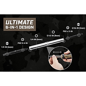 Spec Ops Tools Multi-Bit Screwdriver, 6-in-1, Magnetized Double-Sided Bits, Cr-Mo Steel Shaft, 3% Donated to Veterans