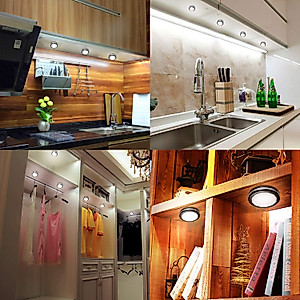 Bjour LED Puck Lights Color Changing Under Counter Lighting Battery Powered Stick On Lights Kitchen Cabinet Lights with Remote Control Black Under Cabinet Light RGB Closets Lights, 9 Pack