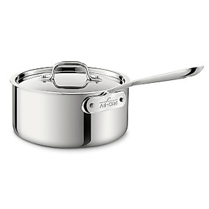All-Clad D3 Fry Lid, 10 Inch Pan, Dishwasher Safe Stainless Steel Cookware, Silver, 10-Inch & Stainless Steel Tri-Ply Bonded Dishwasher Safe Sauce Pan with Lid, Cookware, 3-Quart, Silver