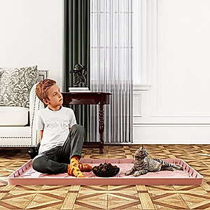 AIKEXIN Under Sink Mat for Kitchen Waterproof, 34" x 22" Silicone Under Sink Liner Drip Tray, Patent Design, Sink Cabinet Protector Mats for Kitchen & Bathroom Water Drips, Leaks, Spills (Brown）