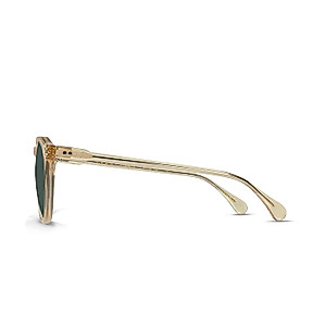 RAEN Ð Remmy Ð Unisex Retro Round Sunglasses UV Protection - Champagne Crystal/Green Polarized Lens (Size 52 MM)