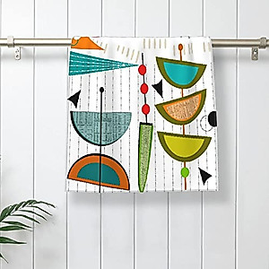 COVASA Geometry Hand Towels for Bathroom,Set of 2,Mid-Century Modern Abstract #56,Soft Absorbent Small Bath Towel Kitchen Dish Guest Towel for Men Women,Bathroom Decor 15.7"x27.5"