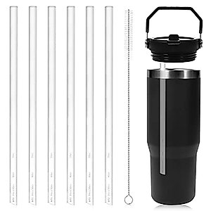6PCS Replacement Straws Compatible with Stanley IceFlow Stainless Steel Tumbler 30 oz, Reusable Plastic Straws Compatible Apply to Stanley IceFlow 40 oz 20/64 oz Tumbler Stanley Flip Straw Accessories