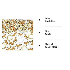 800 Pieces Horseshoe Confetti Horse Confetti Decorations Horse Party Confetti Accessories Animal Glitter Confetti for Birthday, Derby Day Party, Baby Shower, Cowboy Party Supplies