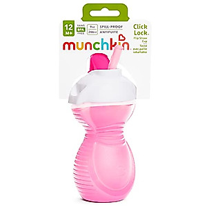 Munchkin® Click Lock™ Flip Straw Toddler Cup, 9 Ounce, Pink