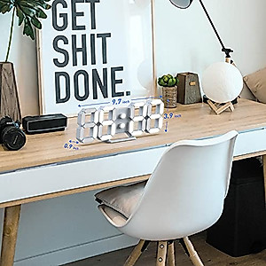 EDUP LOVE 3D Digital Alarm Clock, Modern Design LED Wall/Desk Clocks 12/24H Time/Date/Temperature Display, Nightlight/Brightness Adjustable/White Light for Kitchen/Office/Living Room/Classroom/Hotel