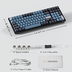 RK ROYAL KLUDGE RK98 Wireless Mechanical Keyboard, Triple Mode 2.4G/BT5.1/USB-C Hot Swappable Mechanical Keyboard with Number Pad, Pre-lubed Switches RGB Backlit Gaming Keyboard, Software Support