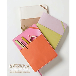 DesignWorks Ink Vegan Leather Journal with Wrap-Around Pocket and 192 Lined Pages, 6" x 8.5", Ivory + Oat Milk