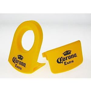 Mexican Glass Margarita Blue Rim 20 Oz with CoronaRita Clips/Corona Beer Holders (Set of 2)