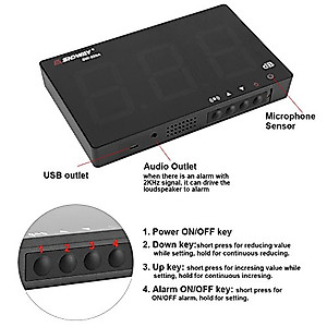 9.6'' Sound Level Meter Tester, 30~130db Sound Level Meter Tester, Large Screen LCD Display Wall Hanging Type Decibel Noise Measuring with Alarm (Sound Level Meter with Data Logger)