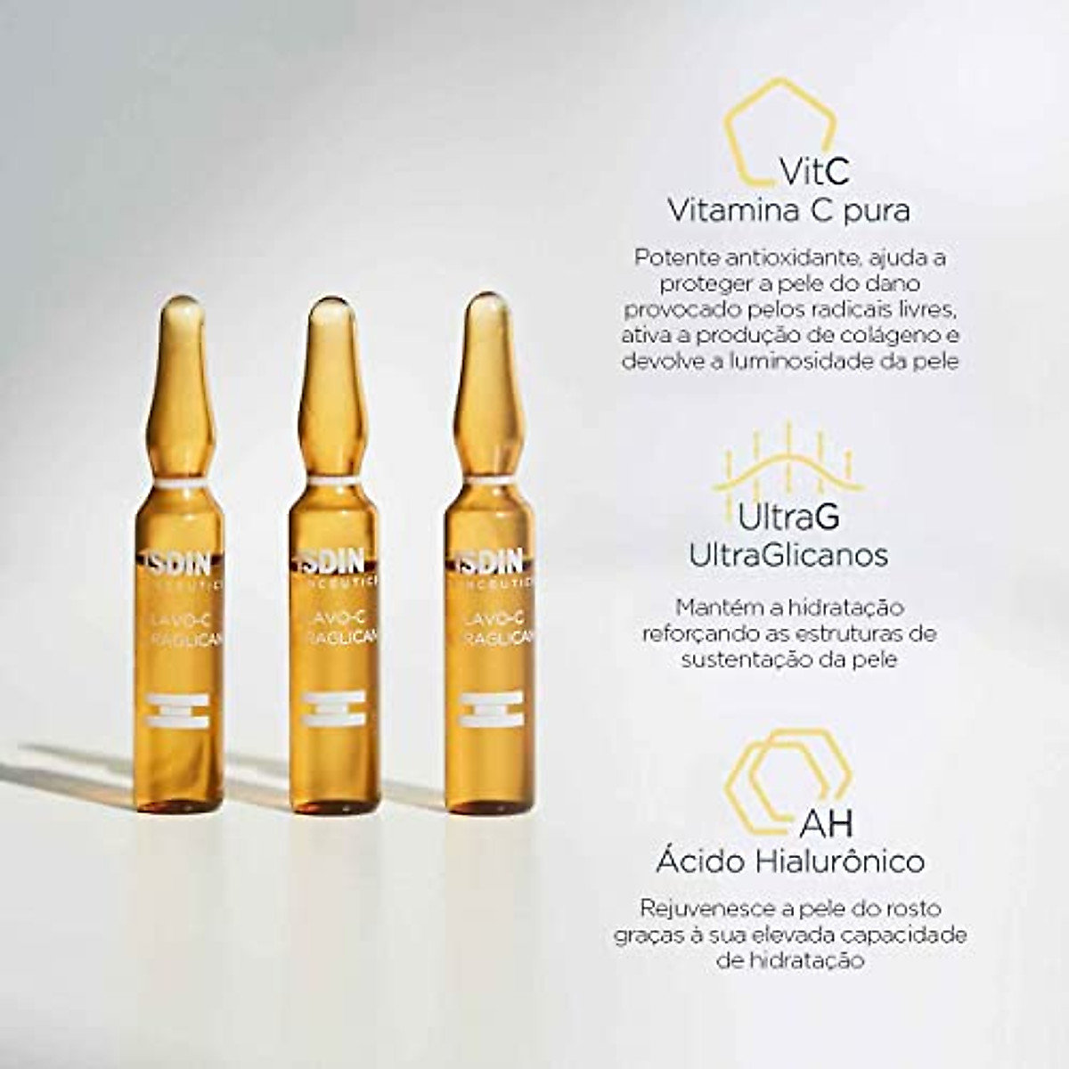 ISDIN Serum Ampoules Flavo-C Ultraglican, Vitamin C and Hyaluronic Acid