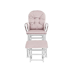 Suite Bebe Glider with Ottoman, Mason, Pink and White - Quick Ship