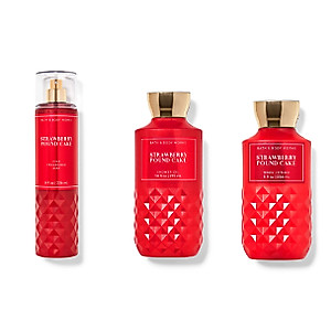 Bath and Body Works - Strawberry Pound Cake - Daily Trio – Fall 2020 - Shower Gel, Fragrance Mist & Body Lotion