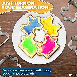 4Pcs Puzzle Cookie Cutter Set - Puzzle Piece Fondant Cutter Stainless Steel Clay Cutters Fondant Biscuit Cutters Tool for Baking Cutting Shapes - Small Cookie Cutters for Baking Birthday Decoration