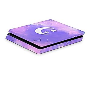 ZOOMHITSKINS Compatible with PS 4 Slim, Pastel Purple Moon Cloud Star Kawaii Anime Cute, Durable & Fit, Easy to Install, 3M Vinyl, Made in The USA