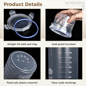 OMISTAR 6PCS Plastic Food Storage Jars with Airtight Lids, 50oz 27oz 20oz Round Airtight Plastic Canisters, Meal Prep Food Storage Container Set, BPA Free PP Pantry Organizers